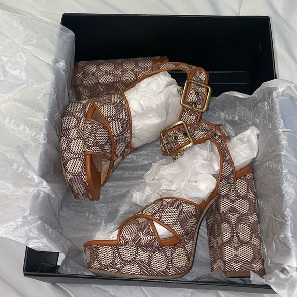 Coach | Shoes | Coach Nelly Text Jacq Sandals | Poshmark